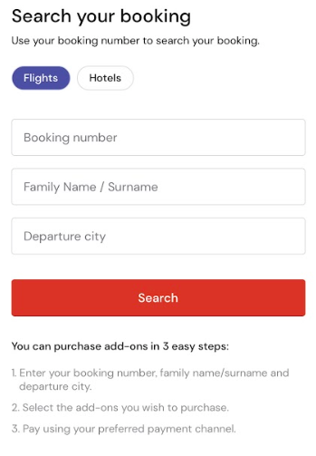 AirAsia Flights: How to prebook add-ons?