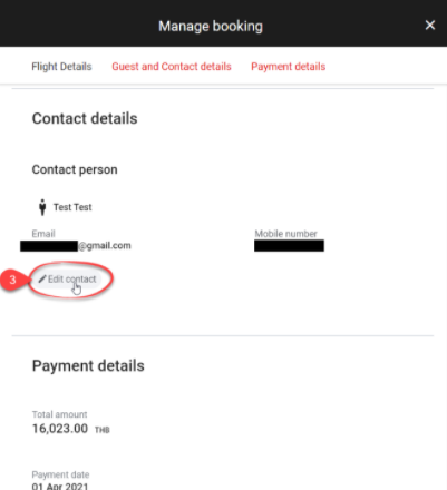 How to update the email address in my flight booking