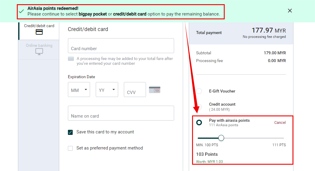 Can I pay using my AirAsia Points?