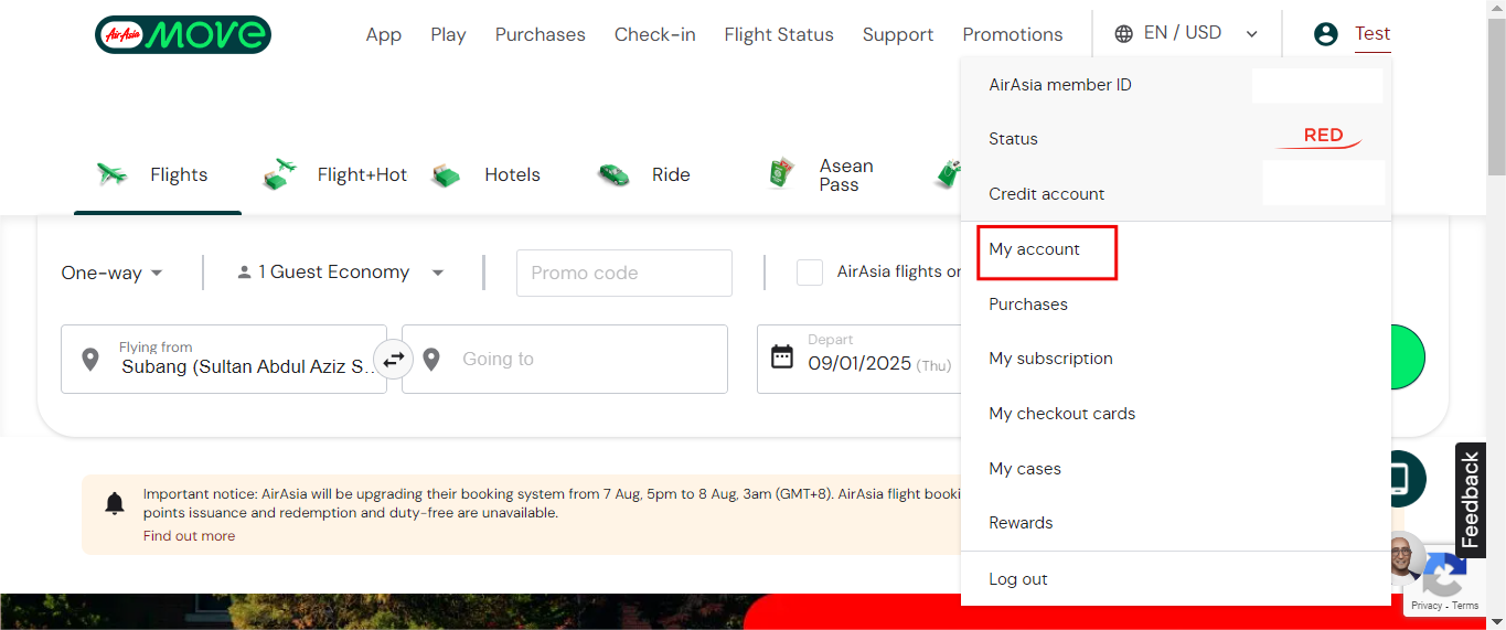 How to Log into your AirAsia Account to Update Your Personal Information