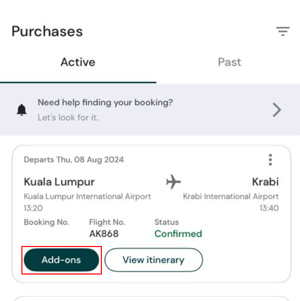 AirAsia Flights: How to pre-book add-ons?