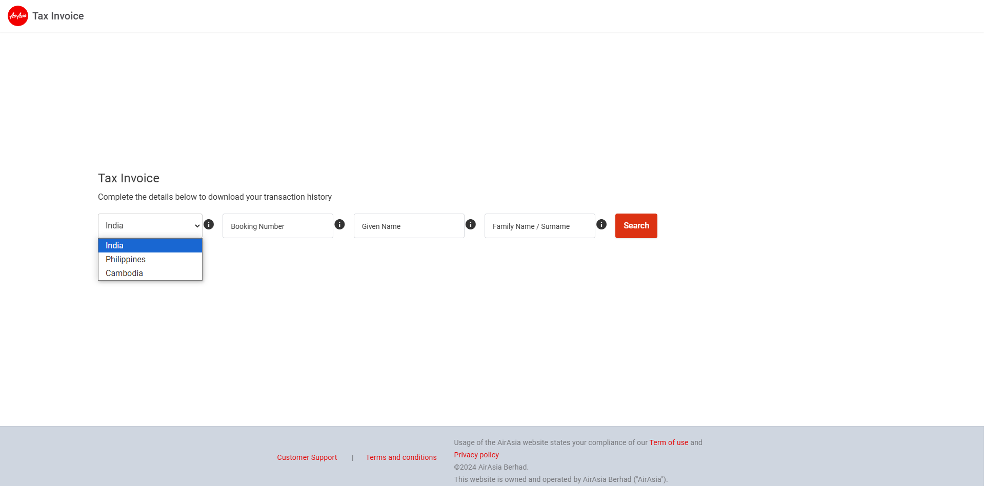 AirAsia Flights: Tax Invoice