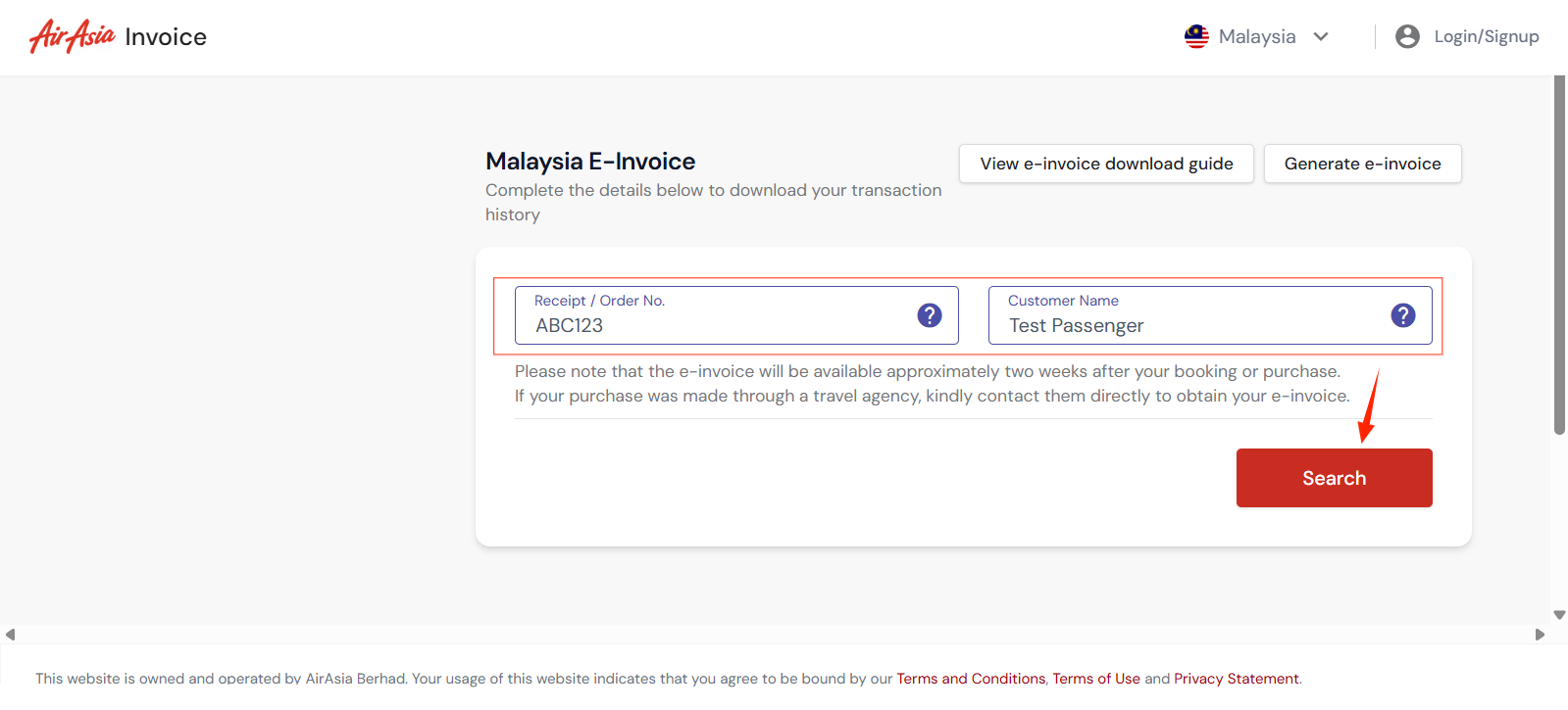 AirAsia Flights: Tax Invoice