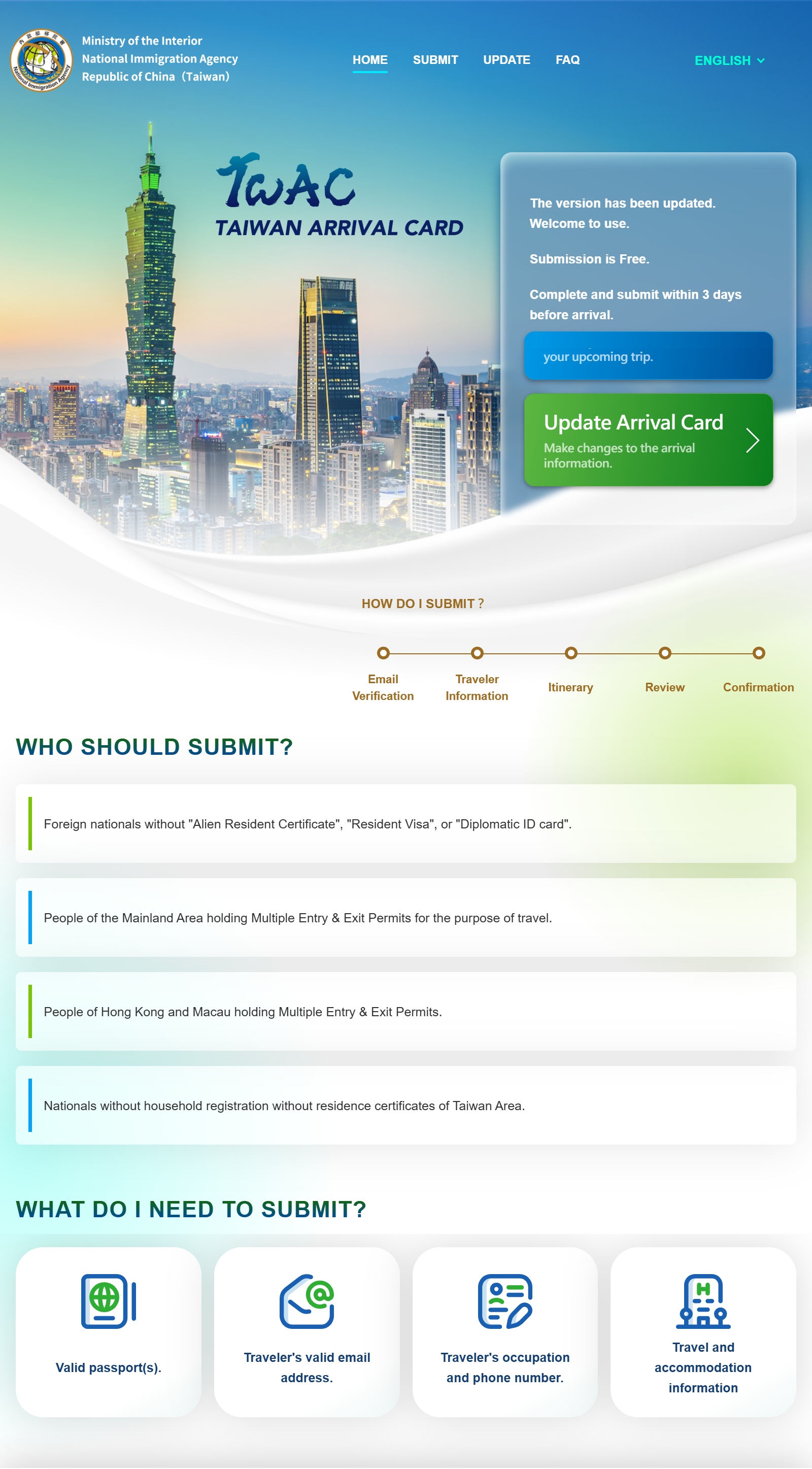 Travel Requirements - Taiwan